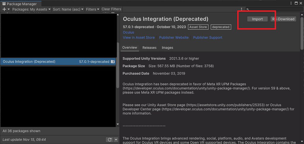 Oculus Integration V57を使い、UnityでQuest3のアプリを作成する（1） - Hokkaido360 Blog
