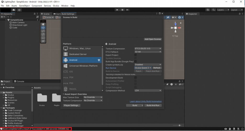 Oculus Integration V57を使い、UnityでQuest3のアプリを作成する（1） - Hokkaido360 Blog